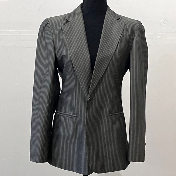 Dkny | Jackets & Coats | Funky Gray And White Striped Blazer | Poshmark